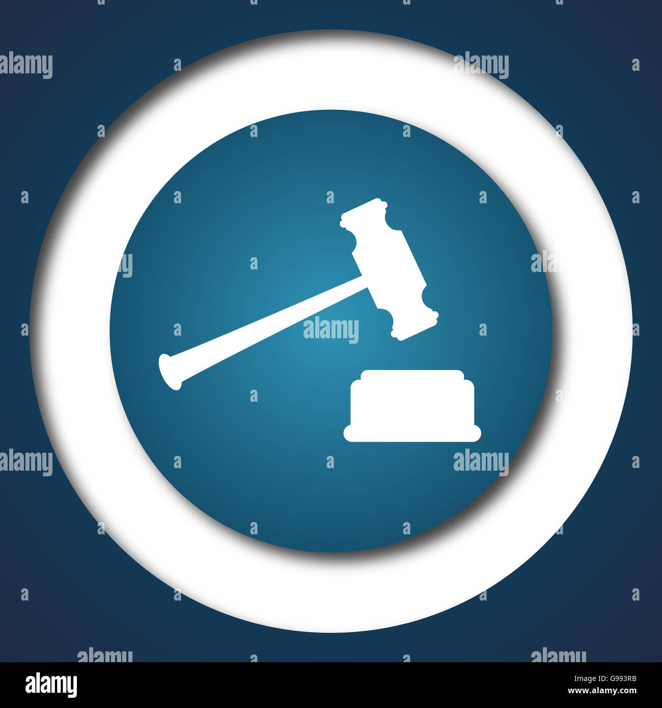 Judge hammer icon. Internet button on white background Stock Photo - Alamy