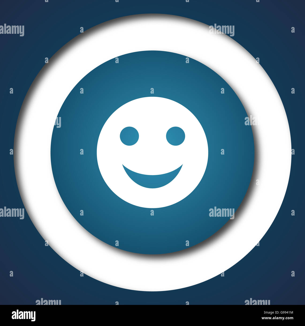 Smiley icon. Internet button on white background Stock Photo - Alamy