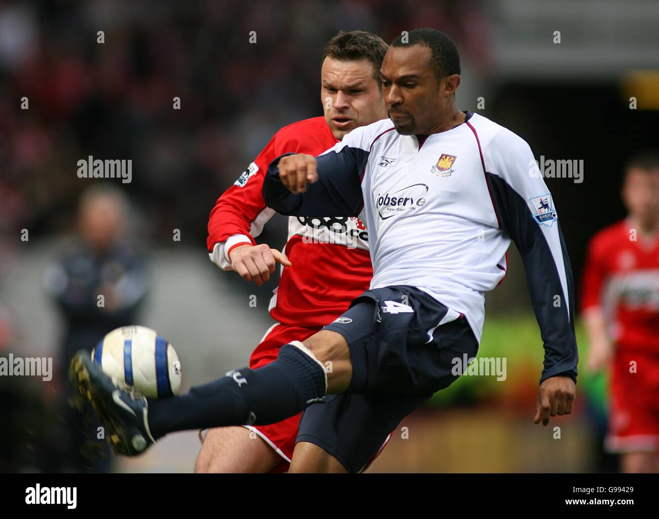 Middlesbrough's Mark Viduka challenges West Ham United's Daniel ...