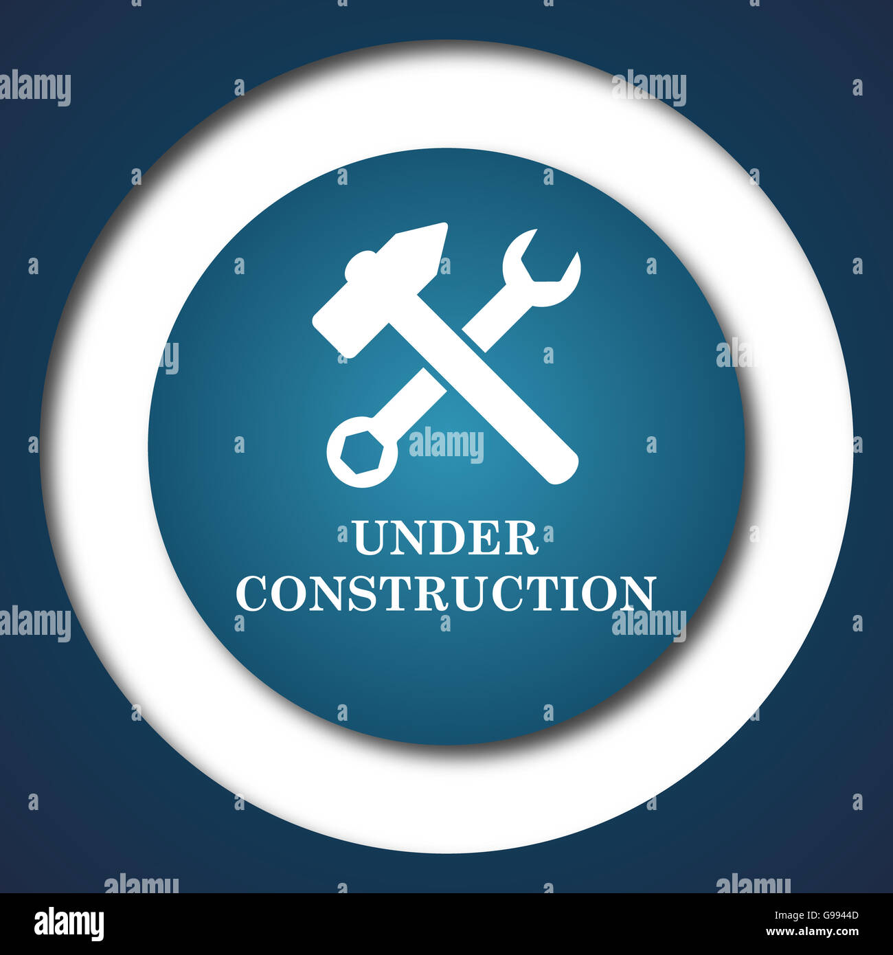 Under construction icon. Internet button on white background Stock ...