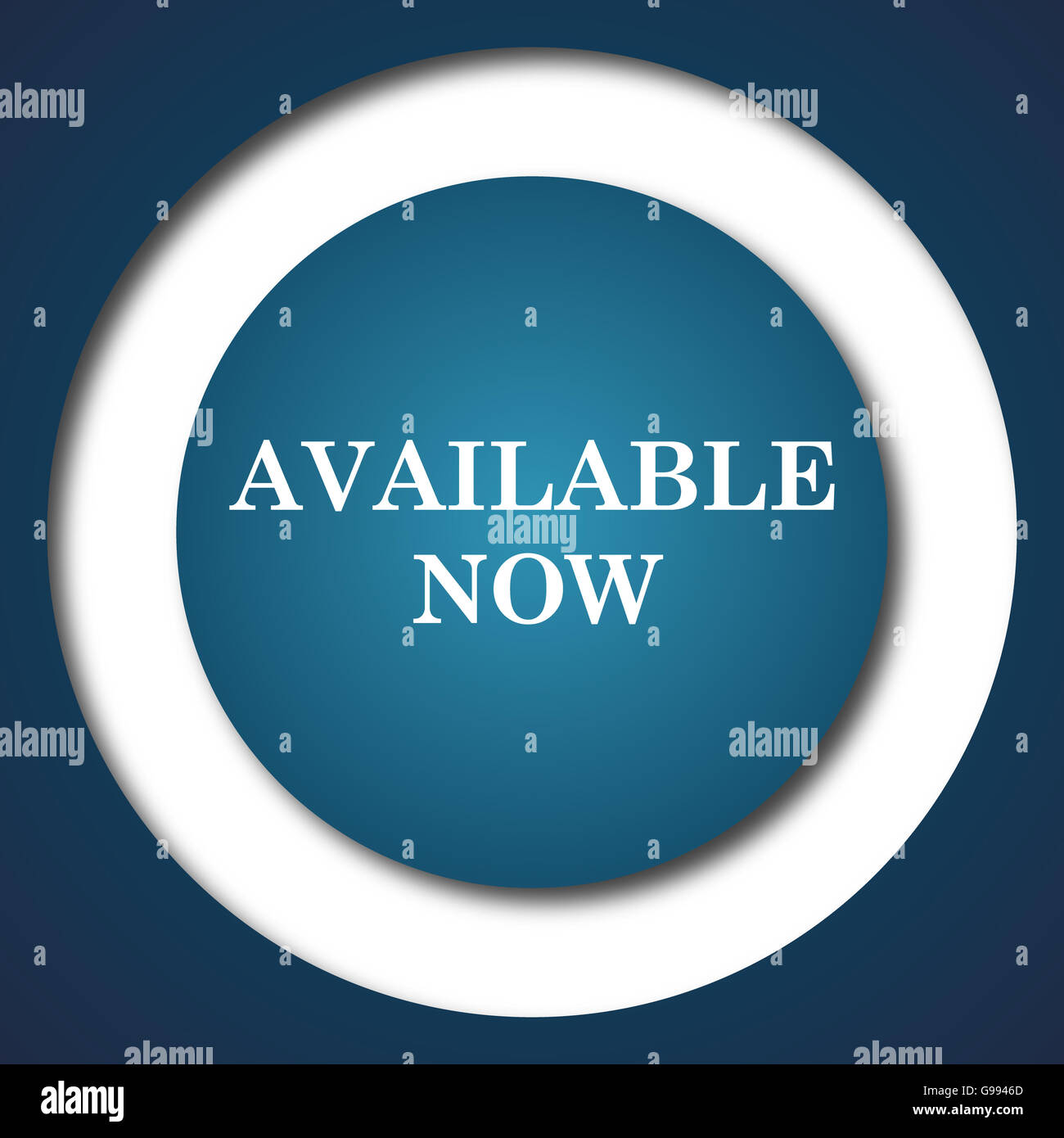Available now icon. Internet button on white background Stock Photo - Alamy