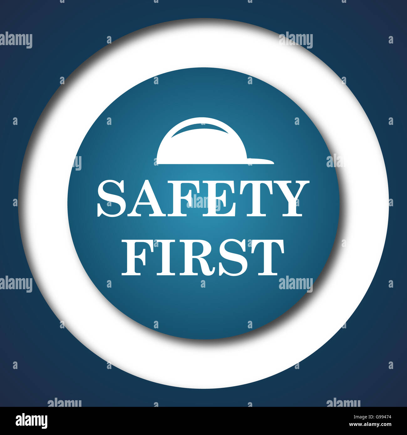 Safety first icon. Internet button on white background Stock Photo - Alamy