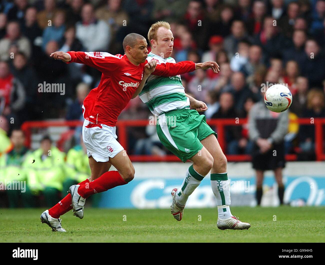 Nottingham Forest's Nathan Tyson challenges Yeovil Town's Paul Terry ...