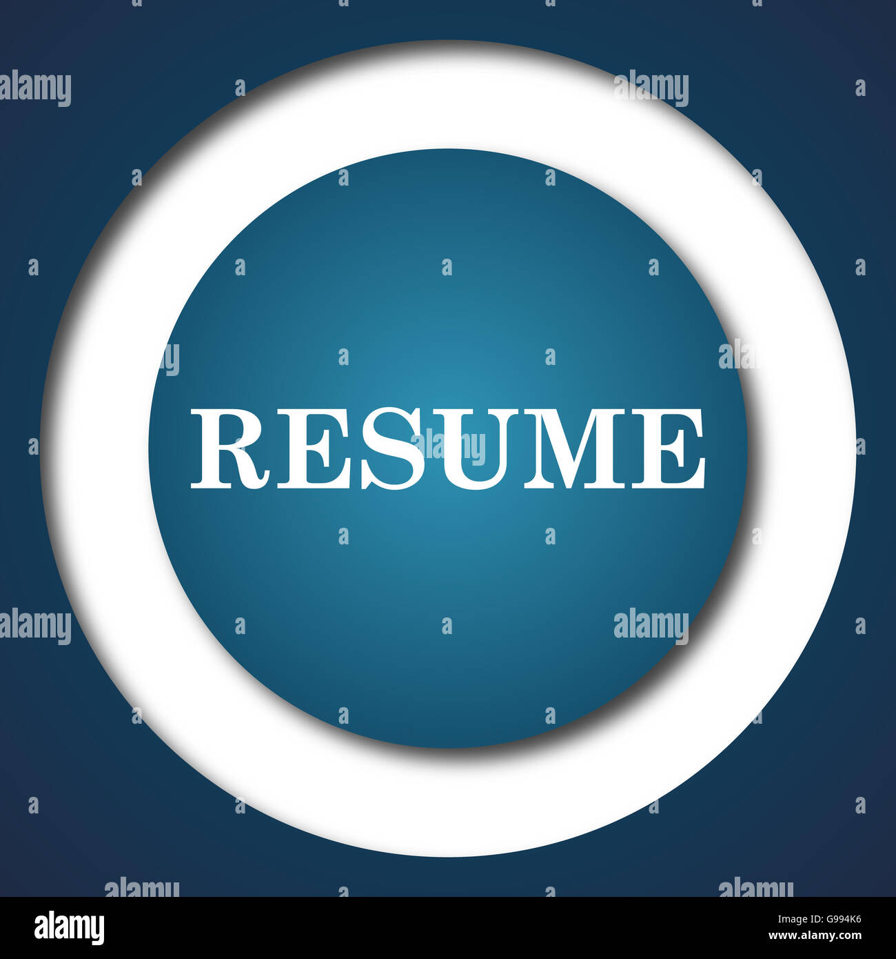 Resume icon. Internet button on white background Stock Photo - Alamy