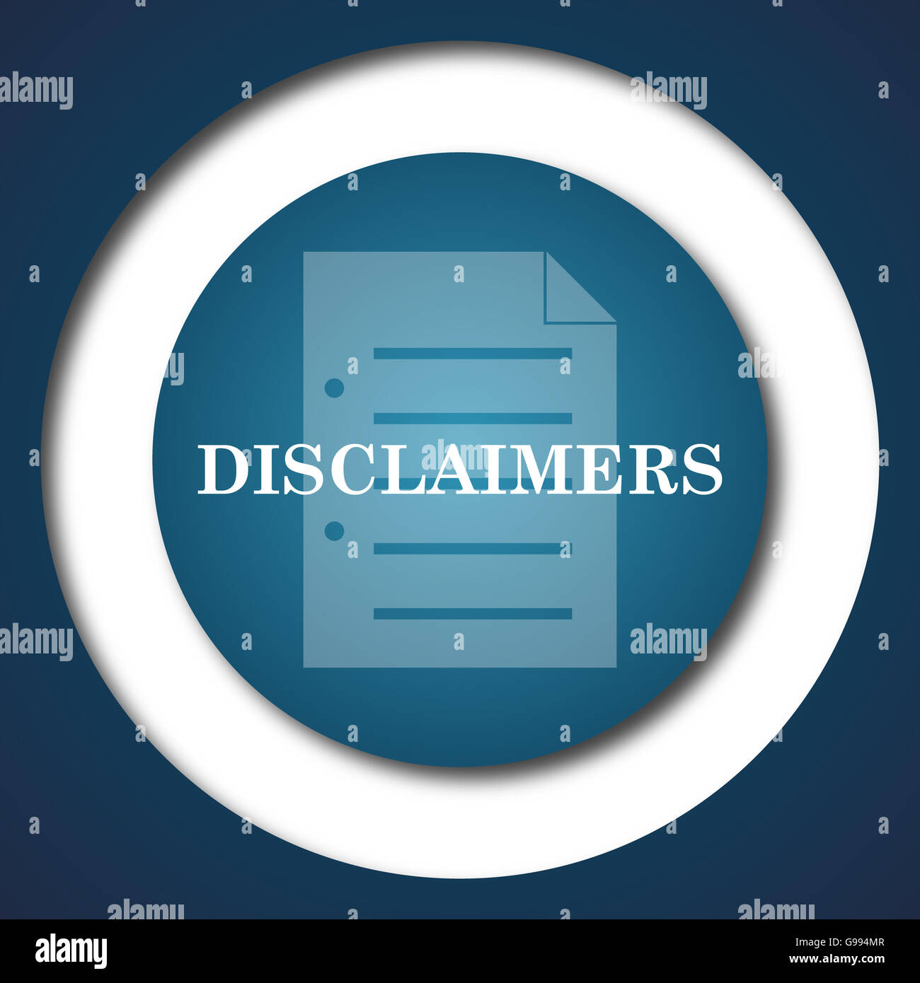 Disclaimers icon. Internet button on white background Stock Photo - Alamy