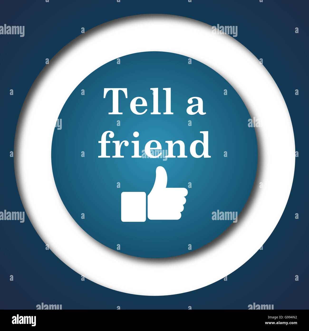 Tell a friend icon. Internet button on white background Stock Photo - Alamy