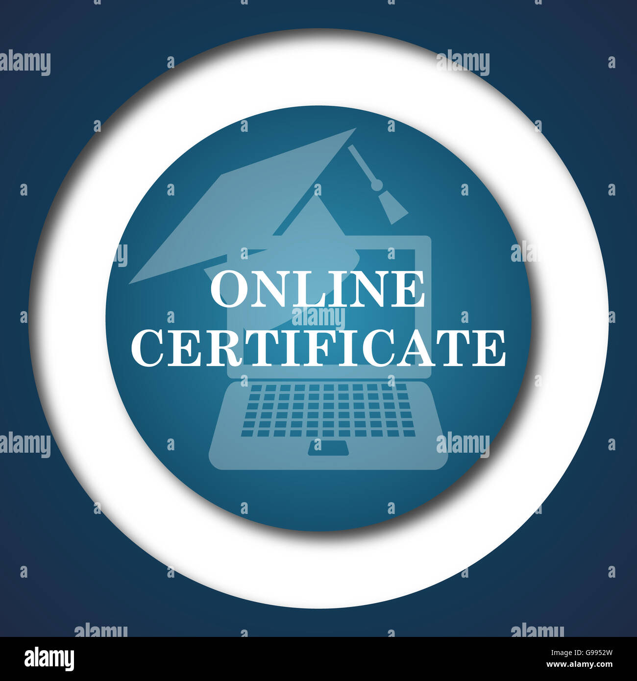 Online certificate icon. Internet button on white background Stock ...