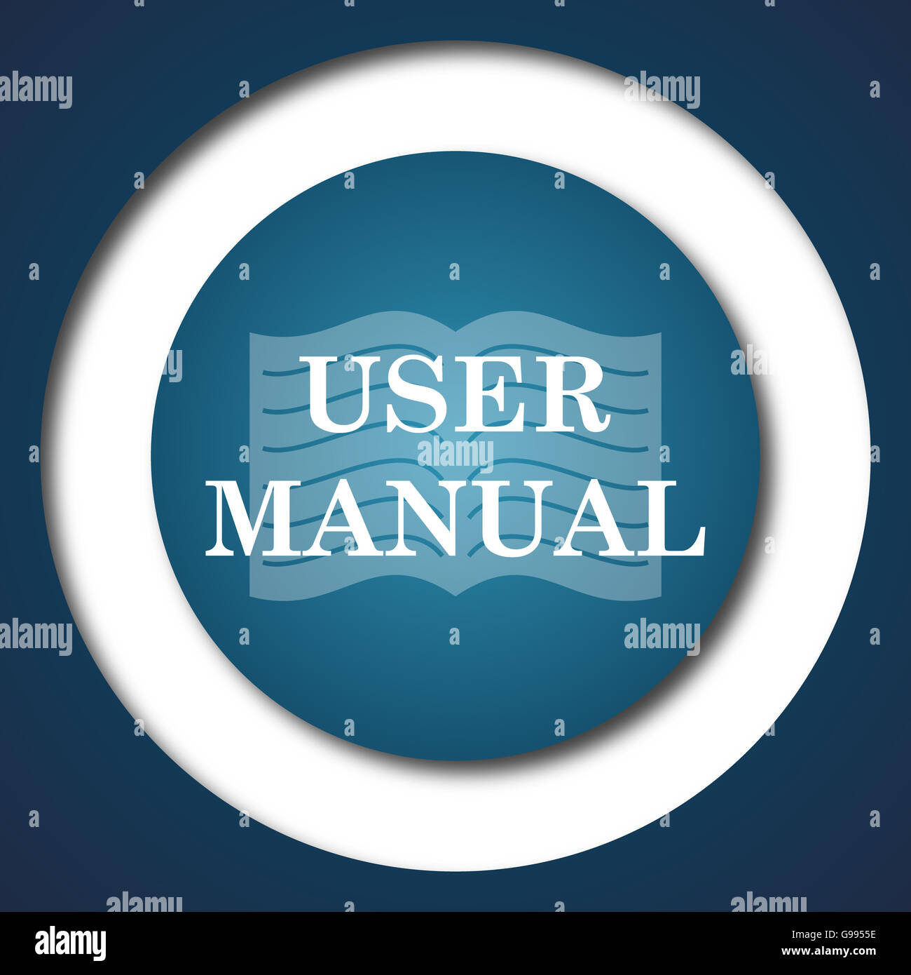 User manual icon. Internet button on white background Stock Photo - Alamy