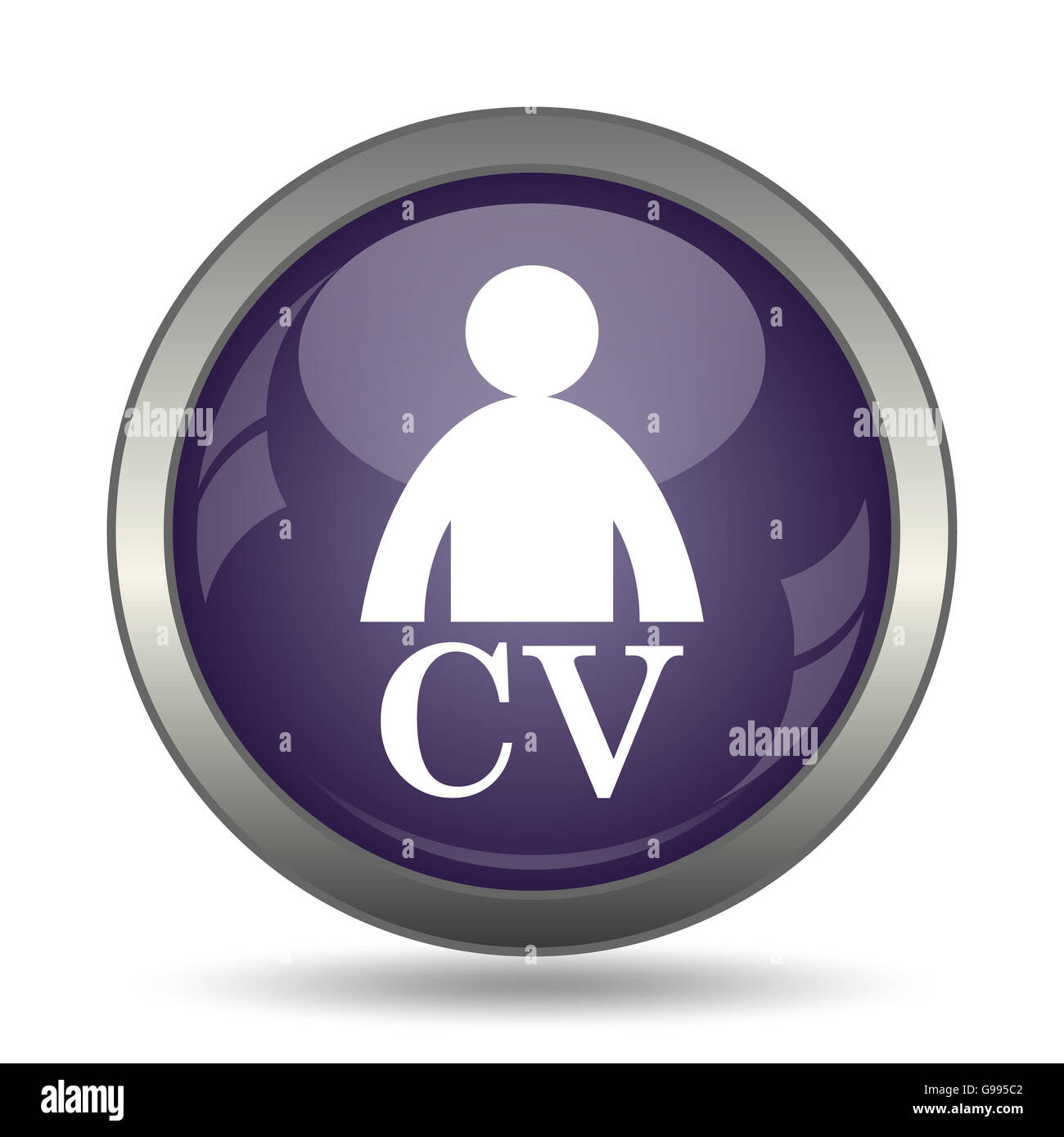CV icon. Internet button on white background Stock Photo - Alamy