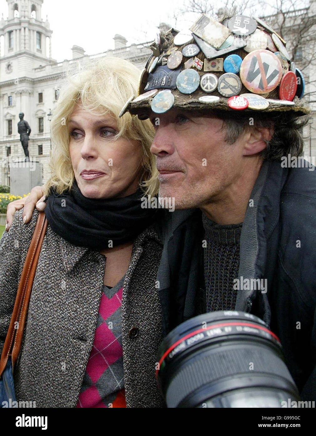 Peace campaigner Brian Haw poses for a picture with actress Joanna ...