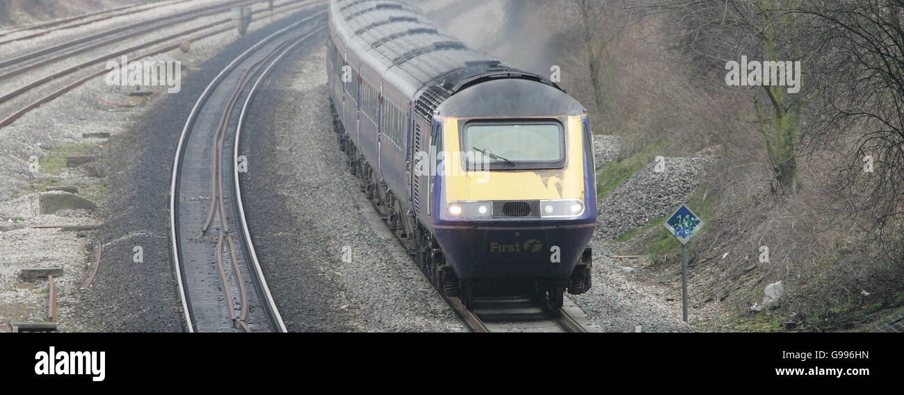 'First Great Western' InterCity 125 train on the line to the west of ...