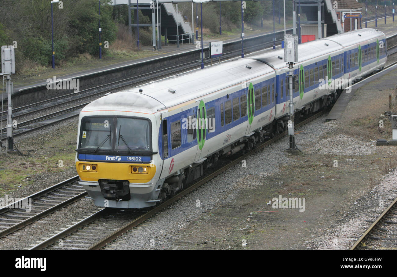 'First Great Western' Class 165 train on the line to the west of ...