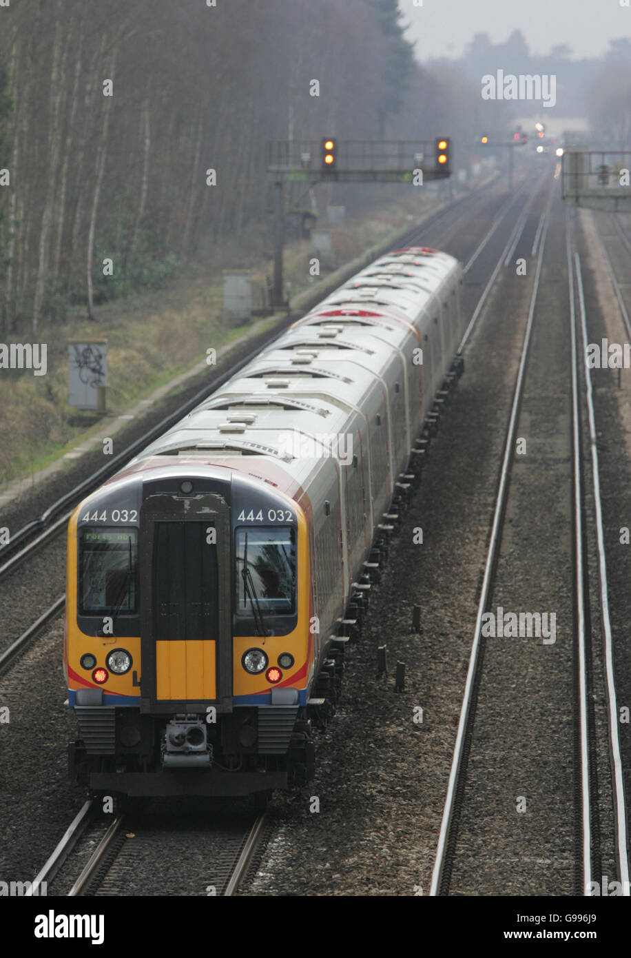 Train. A South West Trains Class 444 'Desiro' Electric train on the ...
