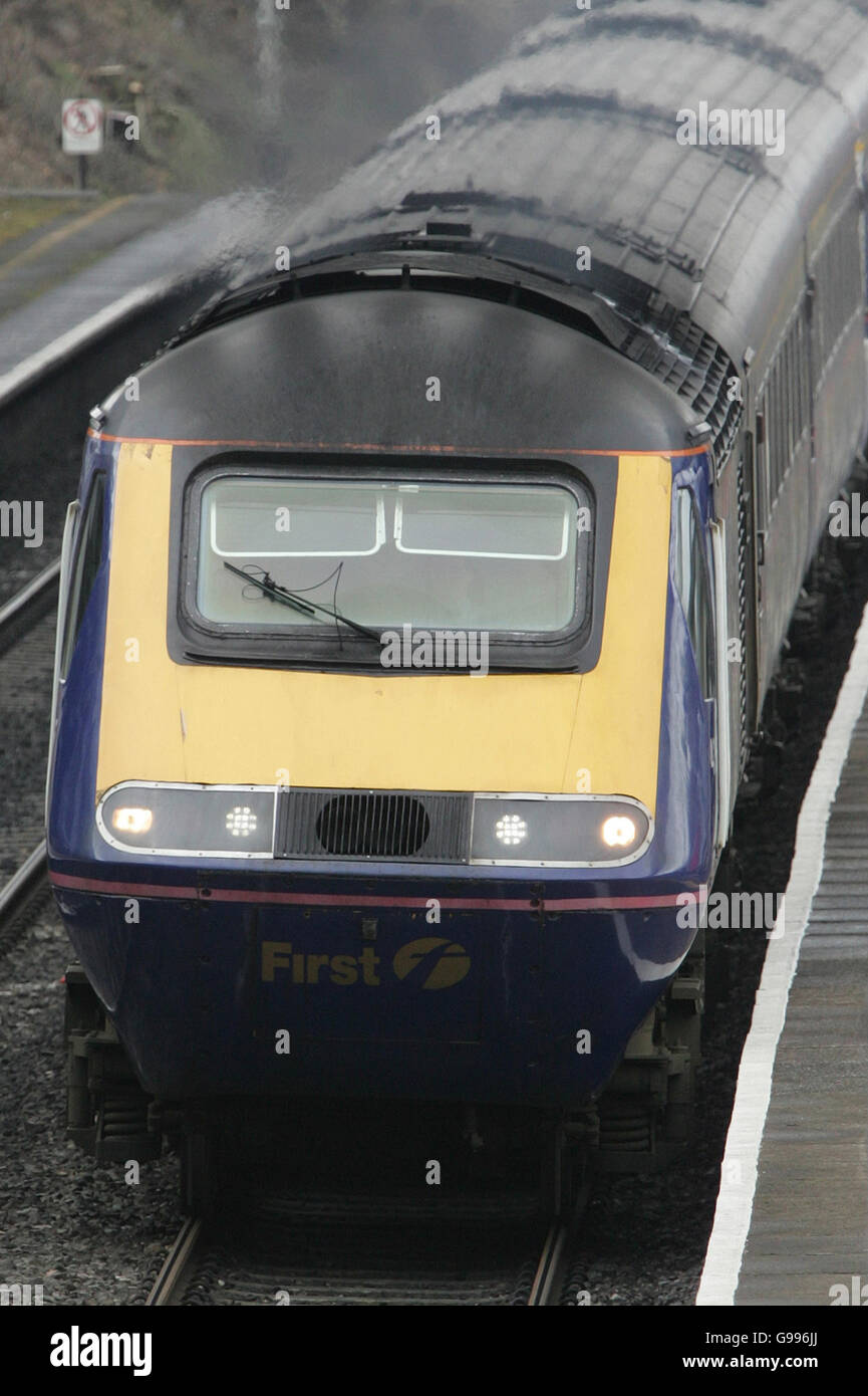 'First Great Western' InterCity 125 train on the line to the west of ...