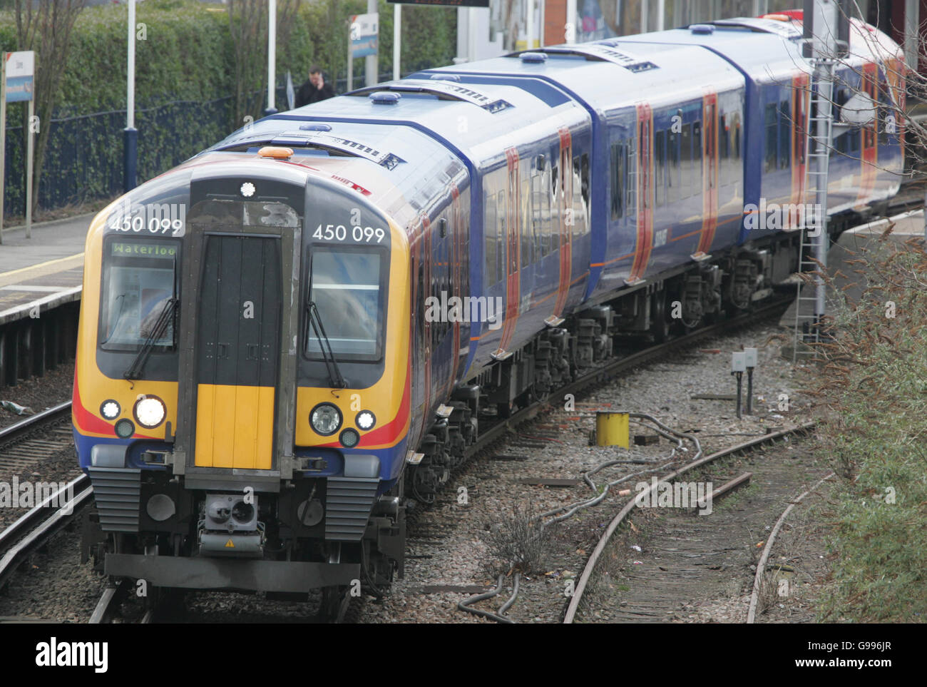 Train. A South West Trains Class 450 'Desiro' Electric train at Staines ...