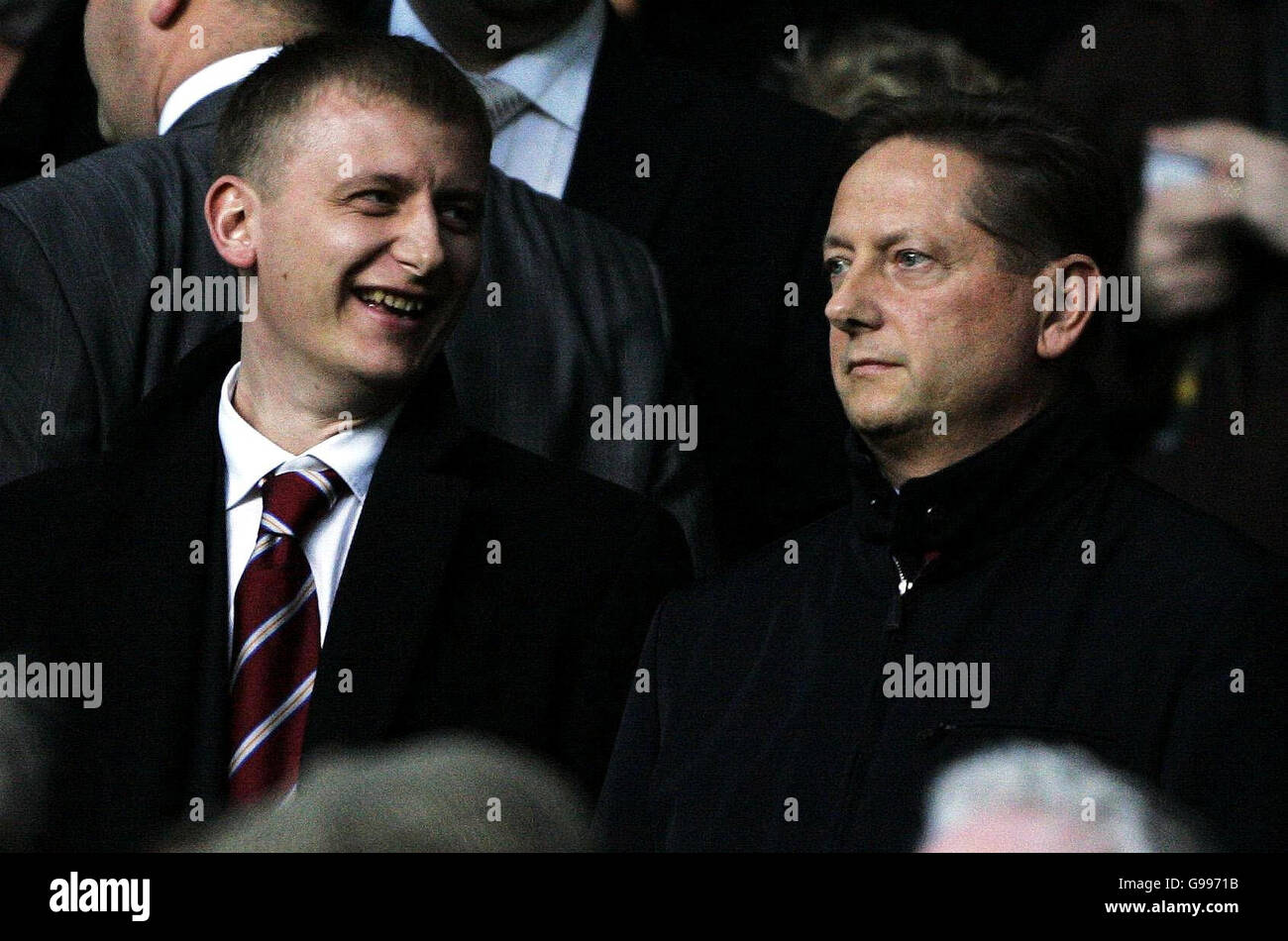 Hearts owner Vladimir Romanov (R) with his son and chairman Roman ...