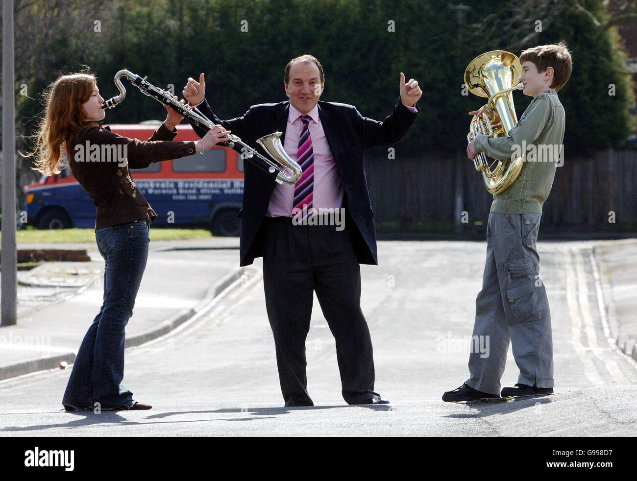 Liberal Democrat MP Simon Hughes meets school pupil Naomi Dyer, 17, and ...