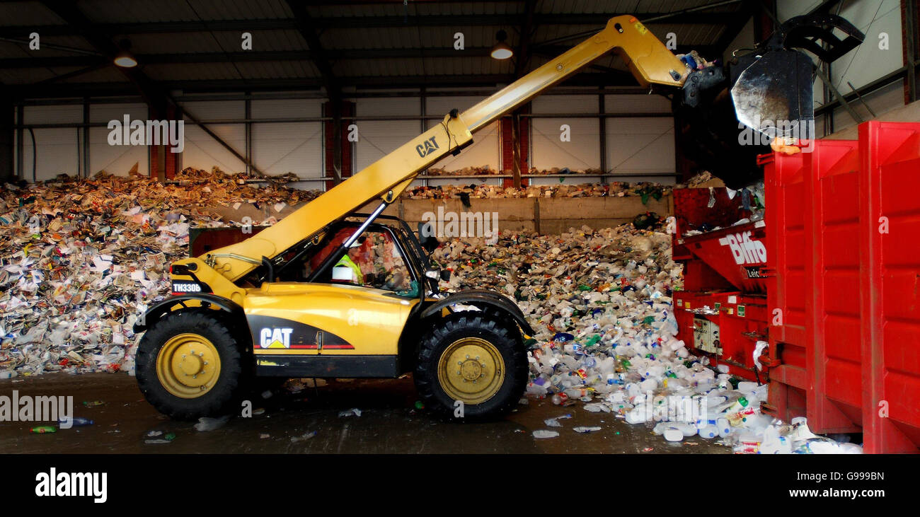 Fork lift truck gathers material from a recycling bay at BIFFA ...