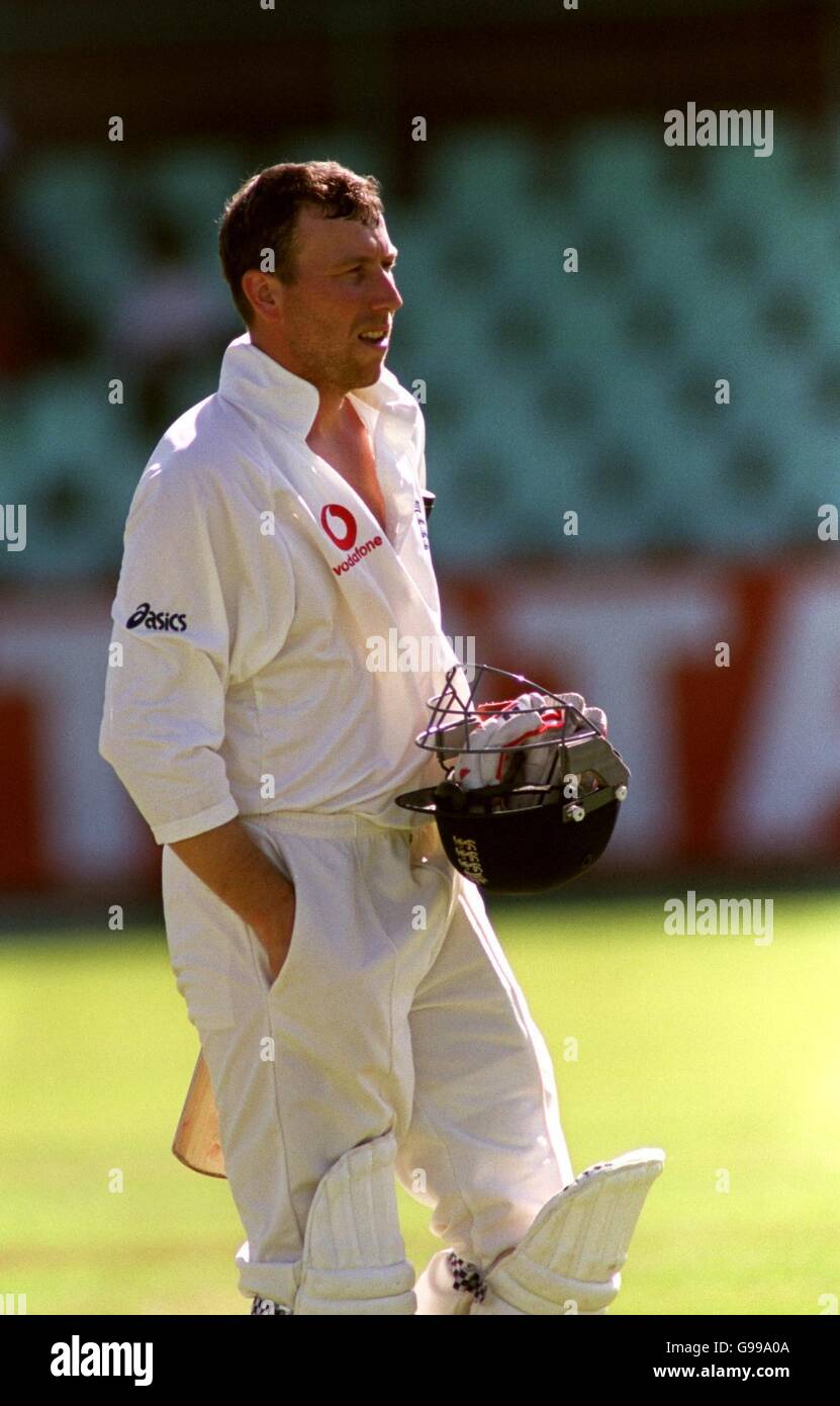 England's Michael Atherton makes his way back to the pavilion after ...