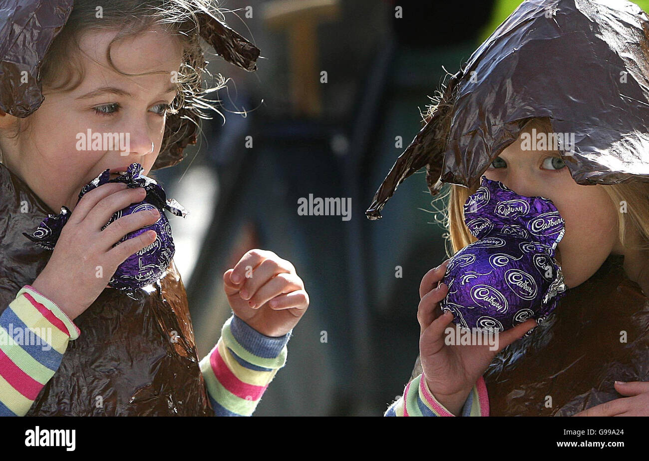 Ella Fanning (right) and Jessica Diebold enjoying some chocolate easter ...