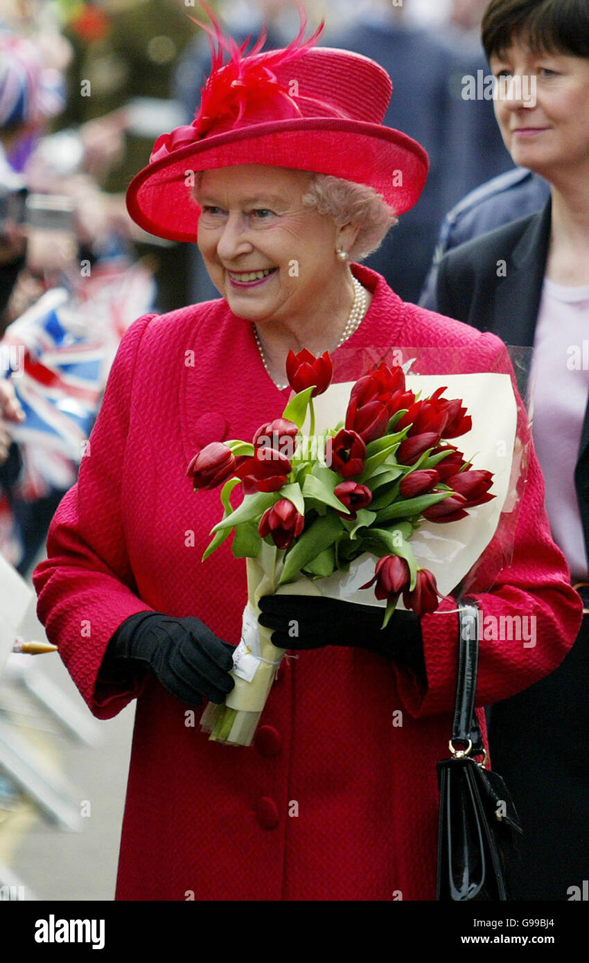 Queen Elizabeth II greets the public during a walkabout in Windsor to ...
