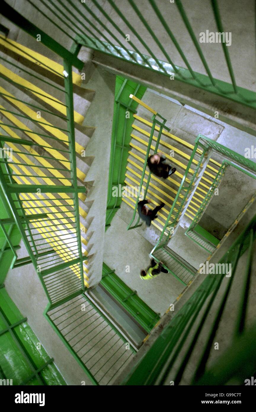Fans climbing the seemingly endless stairs at Celtic Park, home of ...