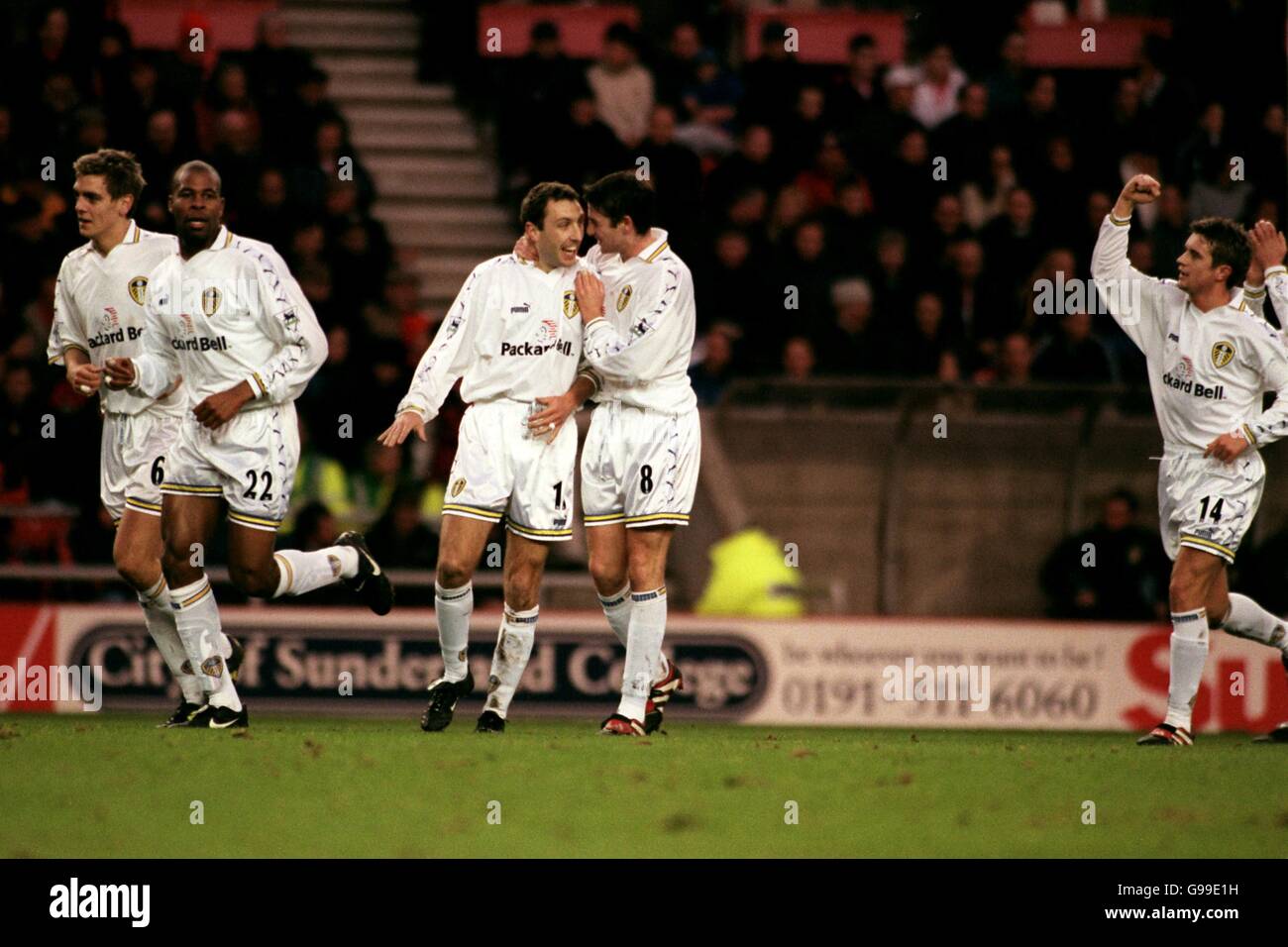 Leeds United's Jason Wilcox (second right) celebrates with Michael ...