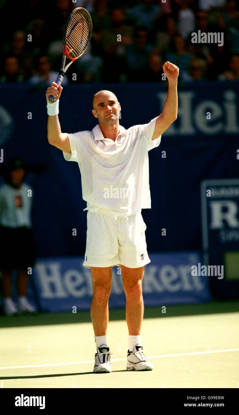 Andre agassi celebrates winning the australian open hi-res stock ...