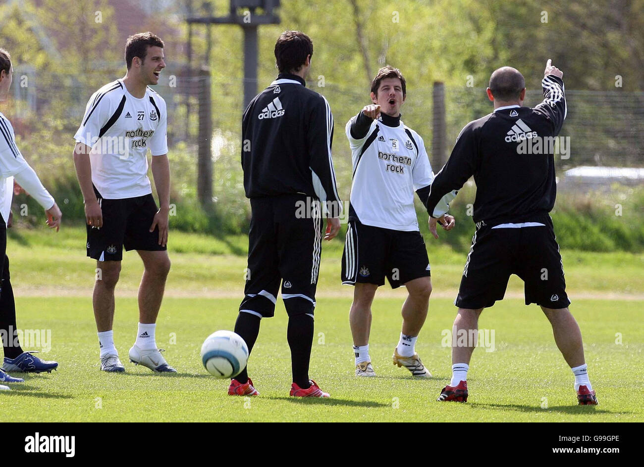 Newcastle United's Steven Taylor (L) and Emre (centre right) during a ...