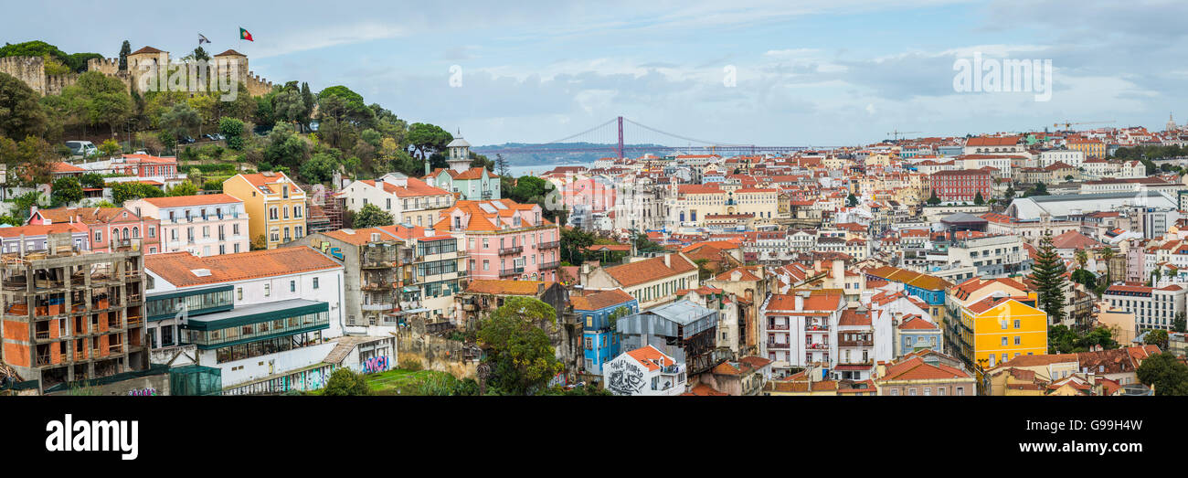 Panoramic view downtown lisbon hi-res stock photography and images - Alamy
