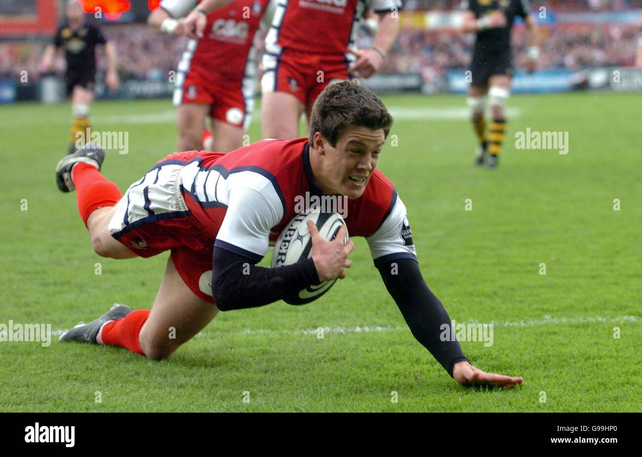 Gloucester's Anthony Allen opens the scoring with a try during the ...