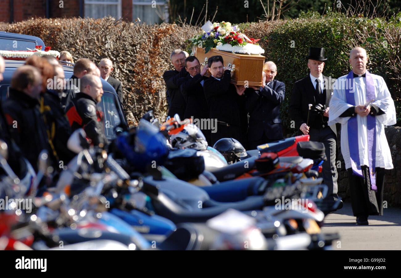 Roddy hines coffin is carried into all saints church hi-res stock ...