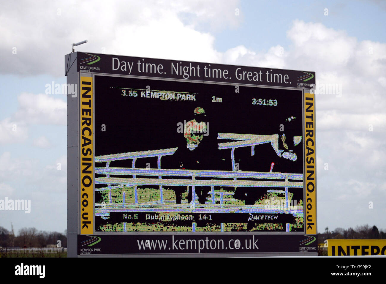 Horse Racing, Kempton Park. The scoreboard at Kempton Park Stock Photo ...