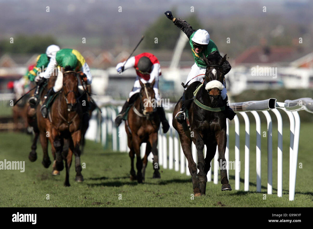 Jockey Niall Madden (R) on Numbersixvalverde celebrates winning the ...