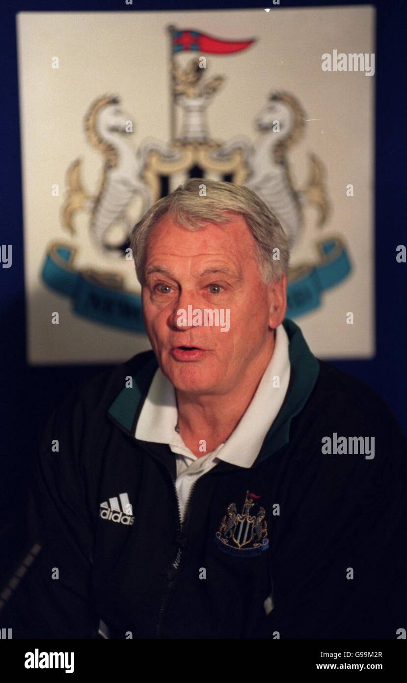 Newcastle United manager Bobby Robson speaking about the Roma match ...