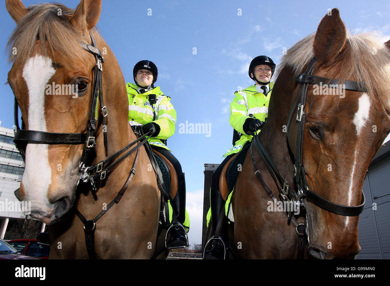 Mounted Police officers on patrol in West Belfast as mounted police ...