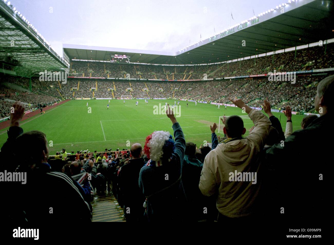 Rangers fans support their team during the last Old Firm Derby at Park ...