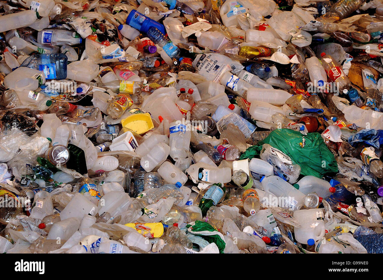 Plastic waiting to be recycled at BIFFA recycling plant in Beaumont ...