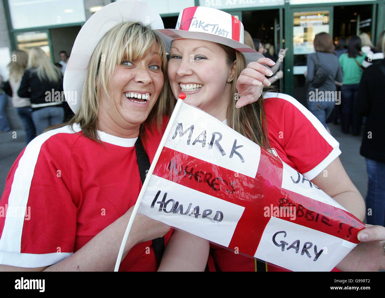 Take That fans Vicky Armstrong and Hayley Freeman from Sunderland ...