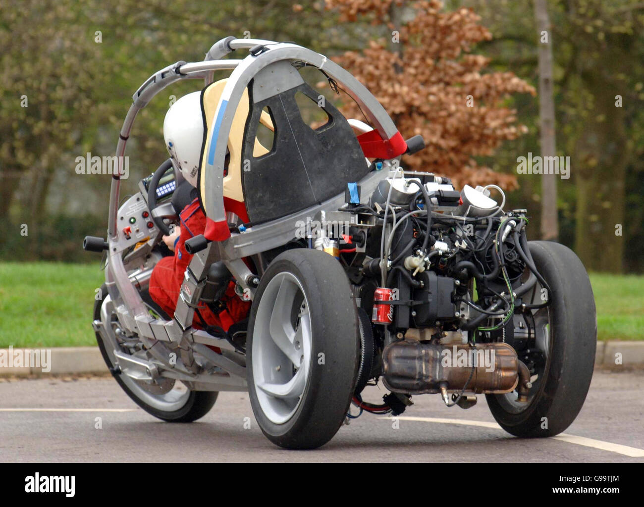 A rear view of the CLEVER vehicle driven by researcher Matt Barker that ...