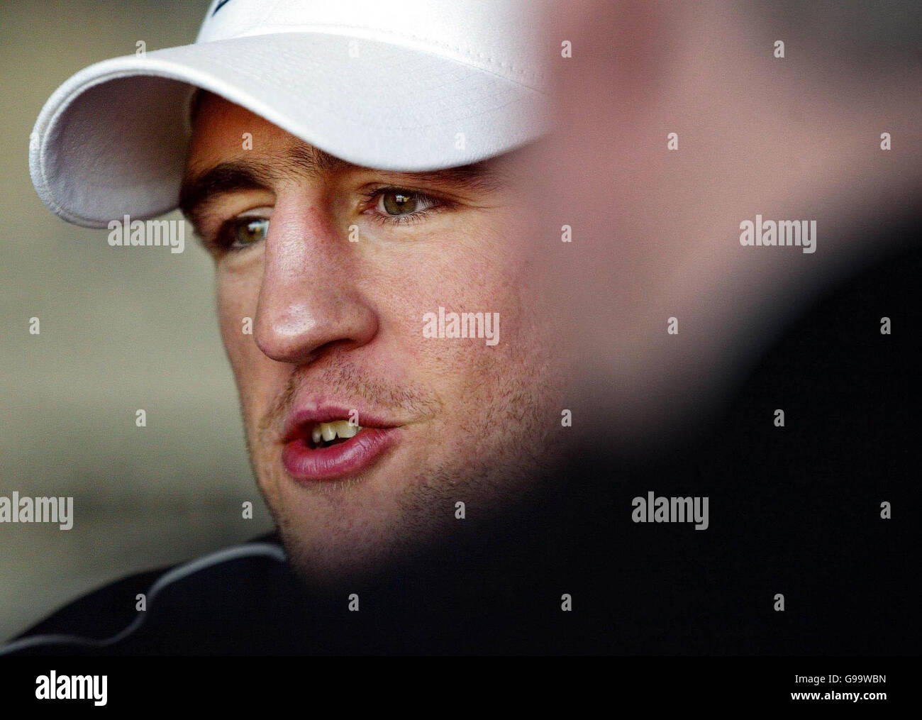 European Super Featherweight champion Alex Arthur talks to the media ...