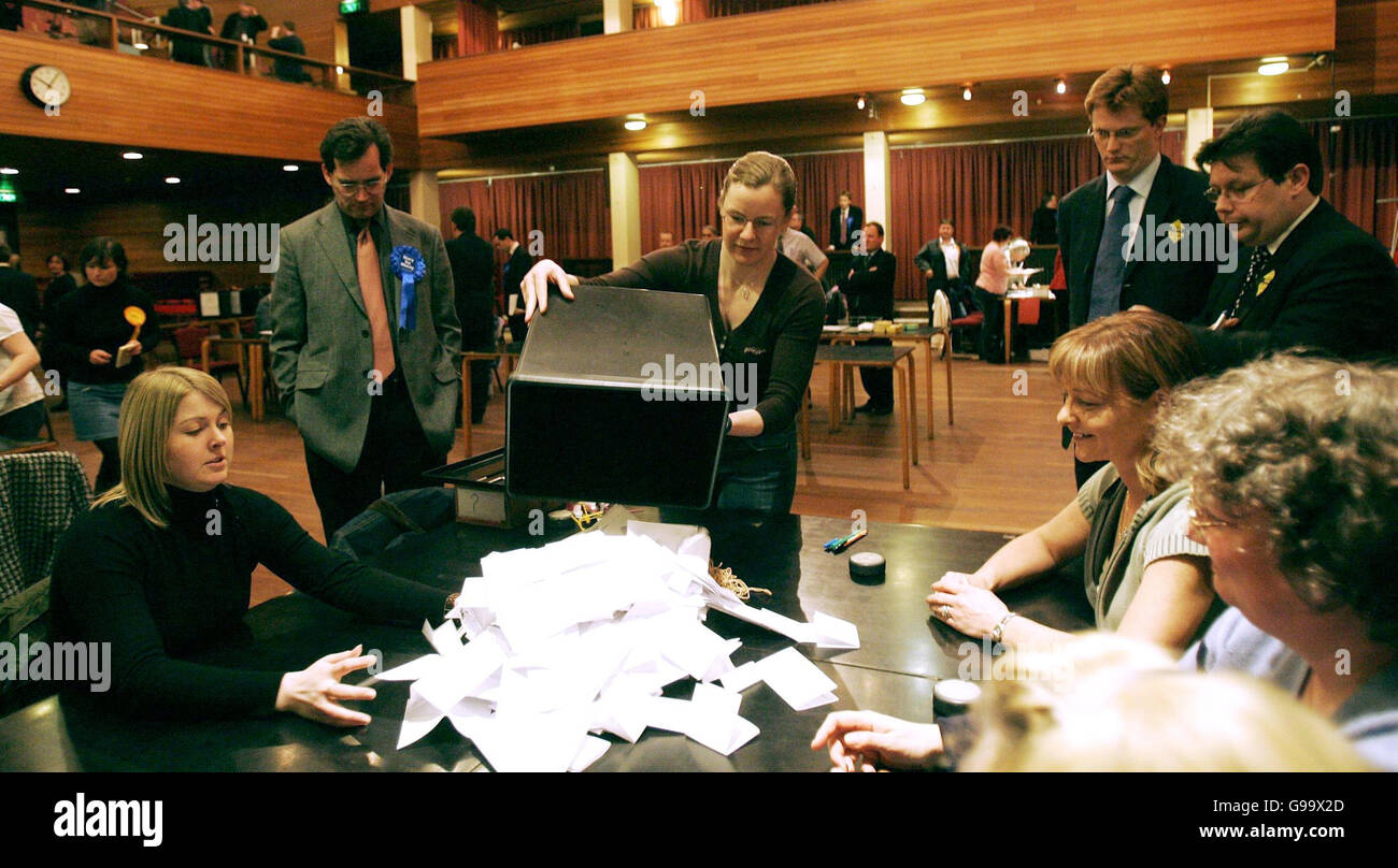 Ballot papers begin to be counted at Elgin Town Hall for the Moray by ...