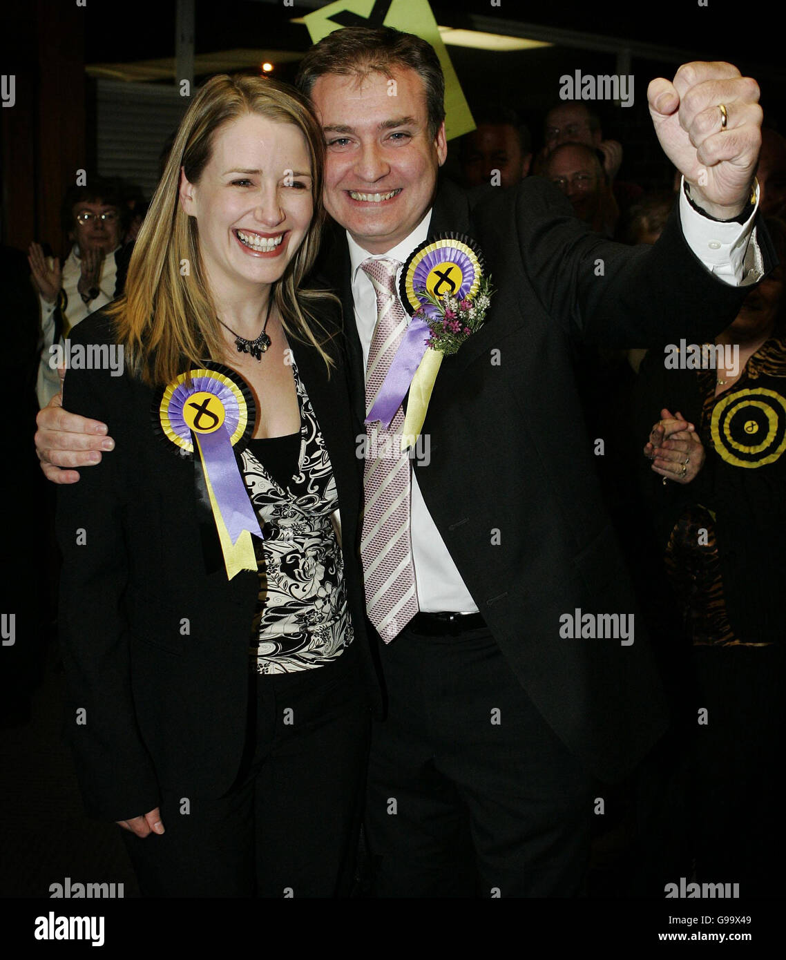 SNP candidate Richard Lochhead and wife Fiona at the Elgin Town Hall ...