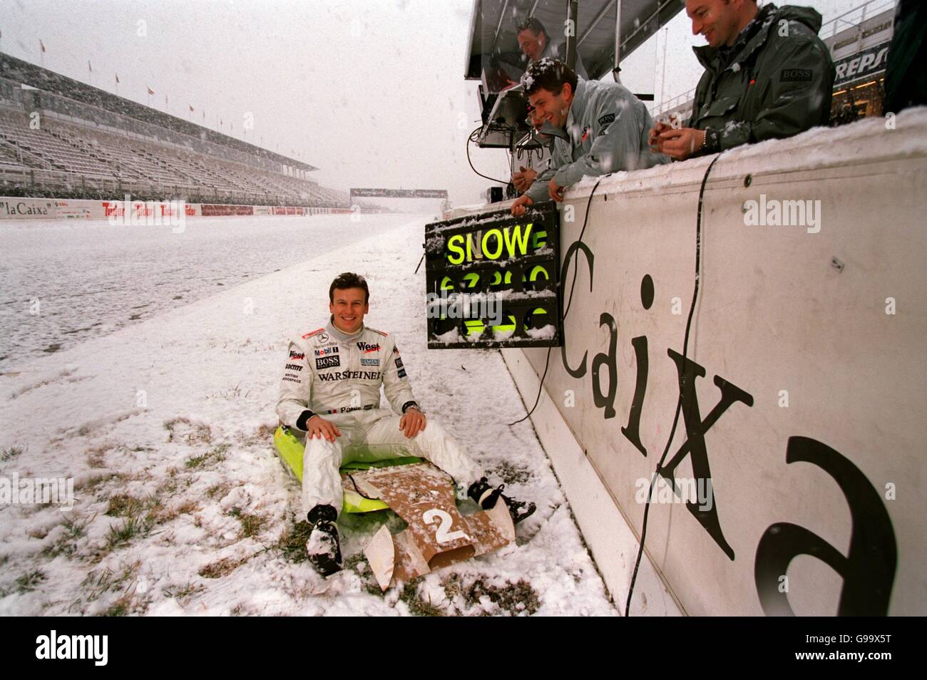 Snow sledge smile laugh f1 hi-res stock photography and images - Alamy