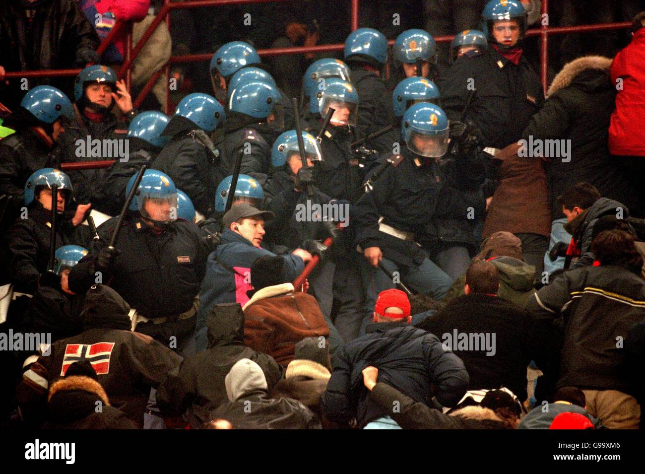 Italian riot police wade into the ac milan fans hi-res stock ...