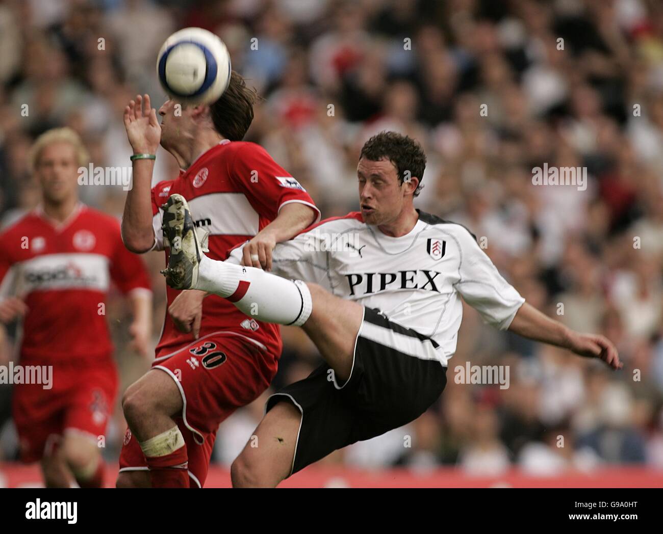 Fulham's Wayne Bridge and Middlesbrough's Danny Graham Stock Photo - Alamy
