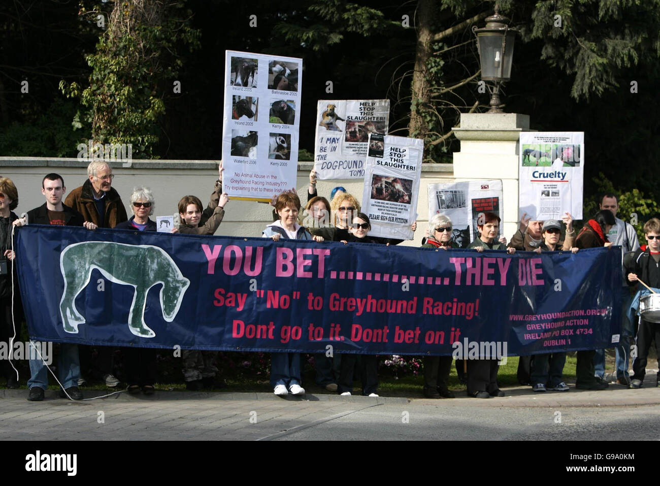 Members of pressure group Greyhound Action Ireland protest against ...
