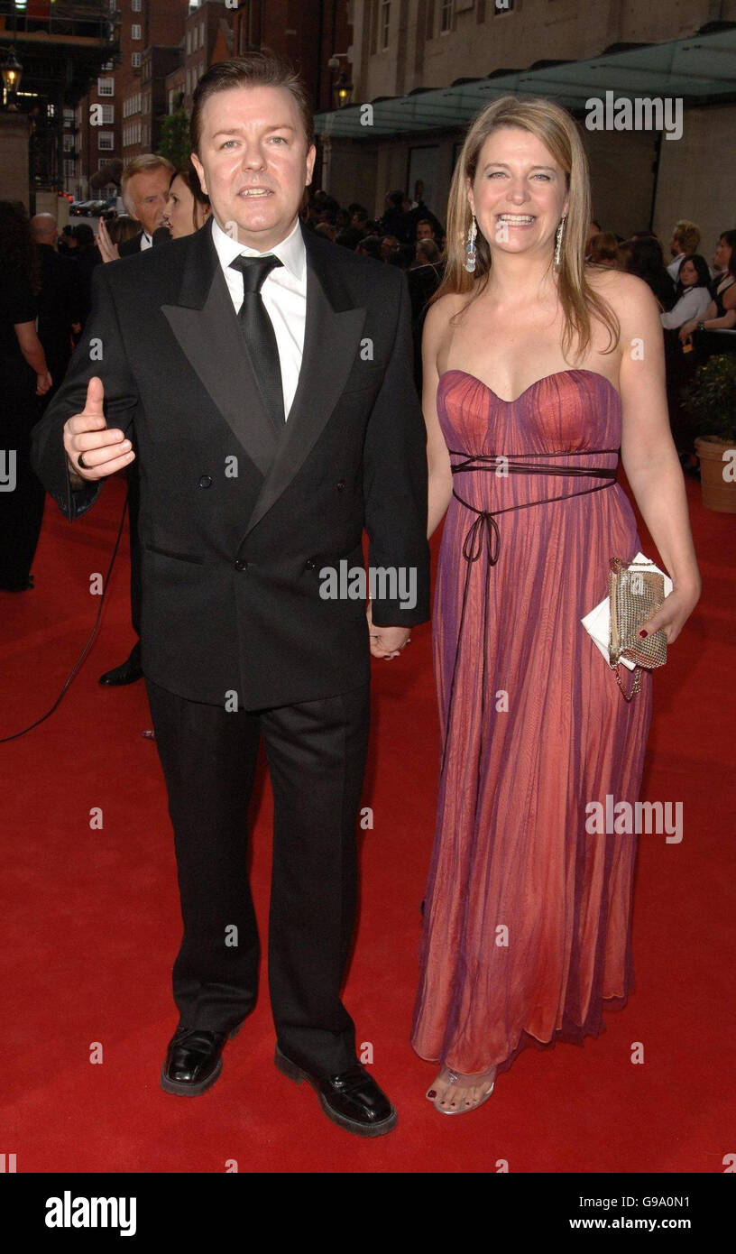 Ricky Gervais arrives with Jane Fallon for the TV Baftas, at the ...