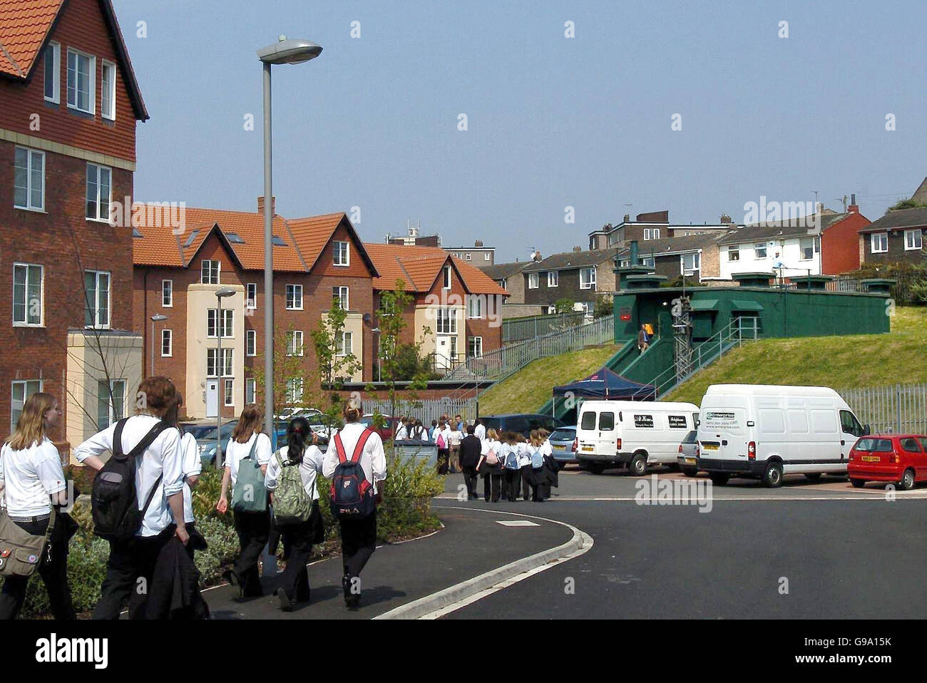 Children walk towards the york bunker hi-res stock photography and ...