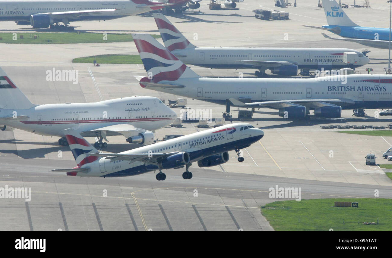 A view from the new air traffic control tower in the centre of Heathrow ...